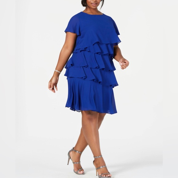 Jessica Howard | Dresses | Jessica Howard Plus Size Tiered Ruffle Royal ...